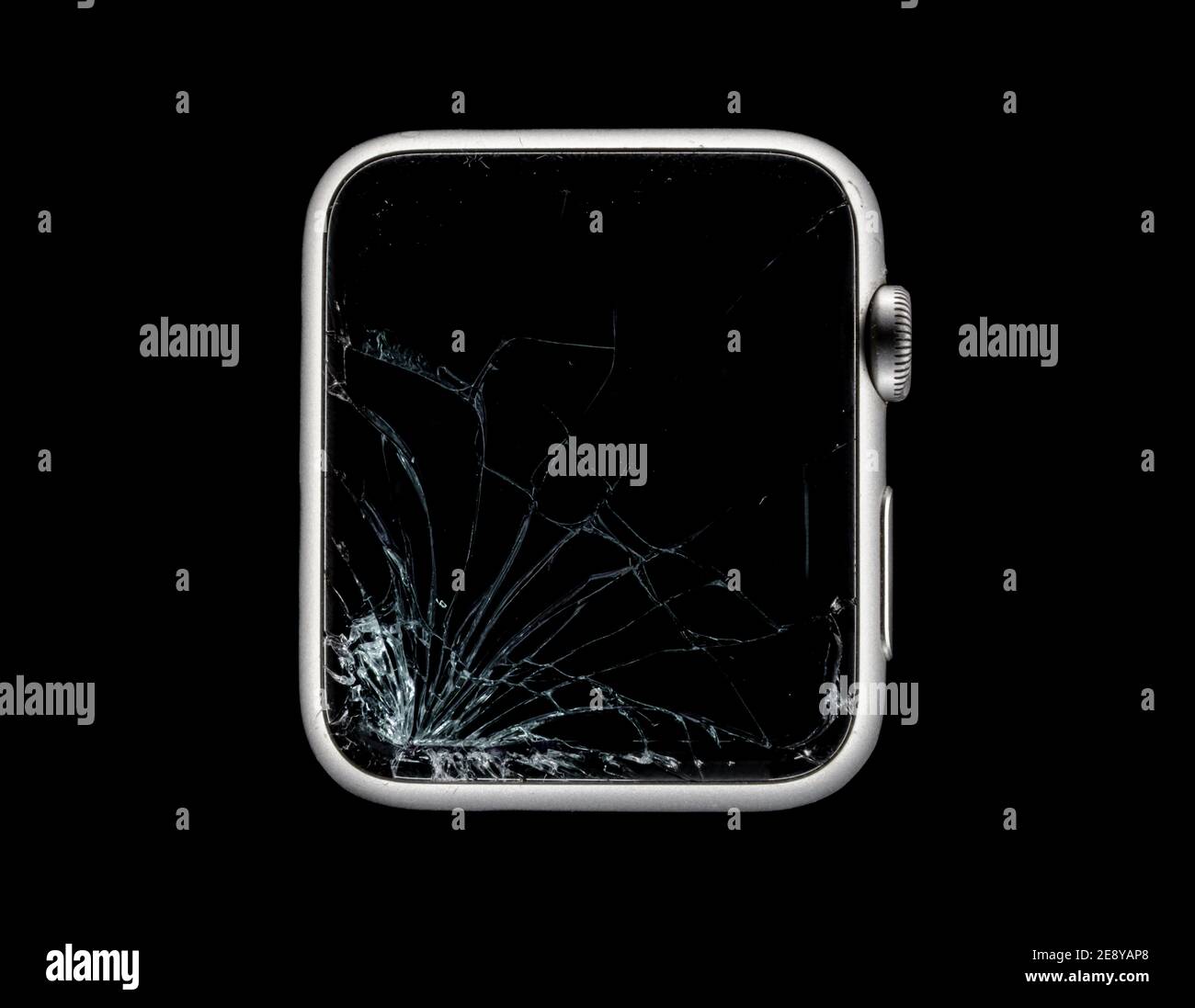 electronic watch with broken glass Stock Photo - Alamy