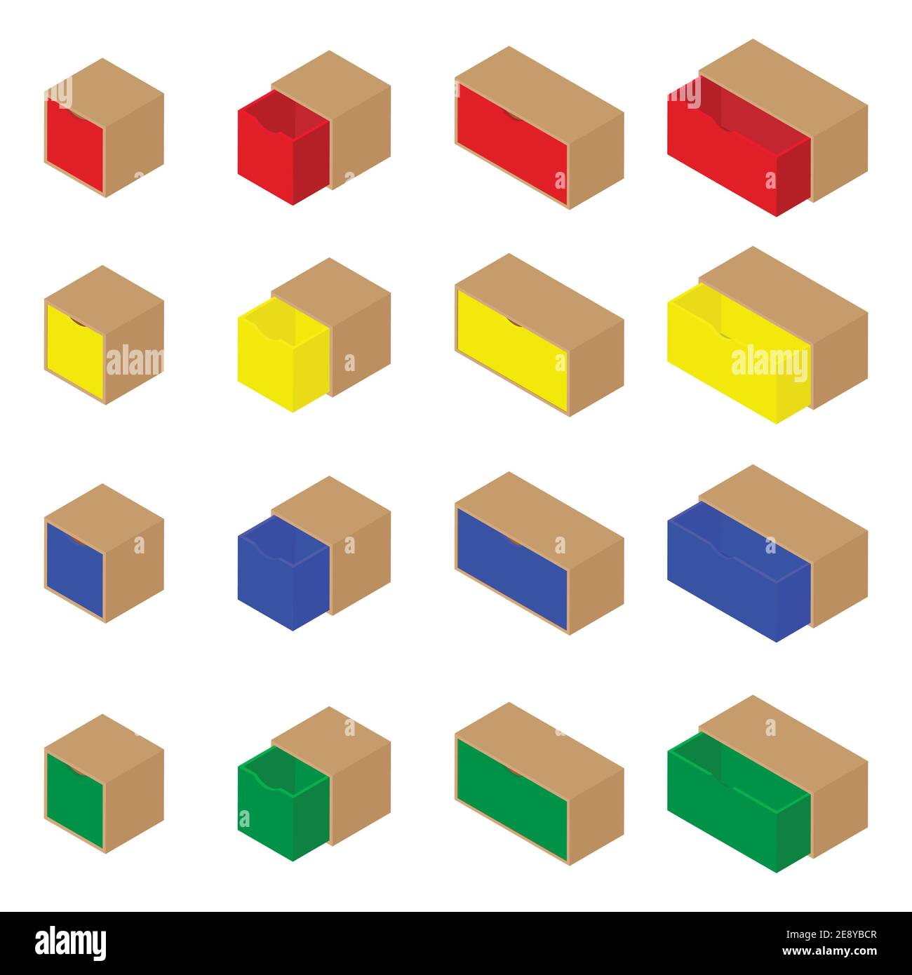 Stackable storage cubbies boxes, toy organizer isolated on white ...