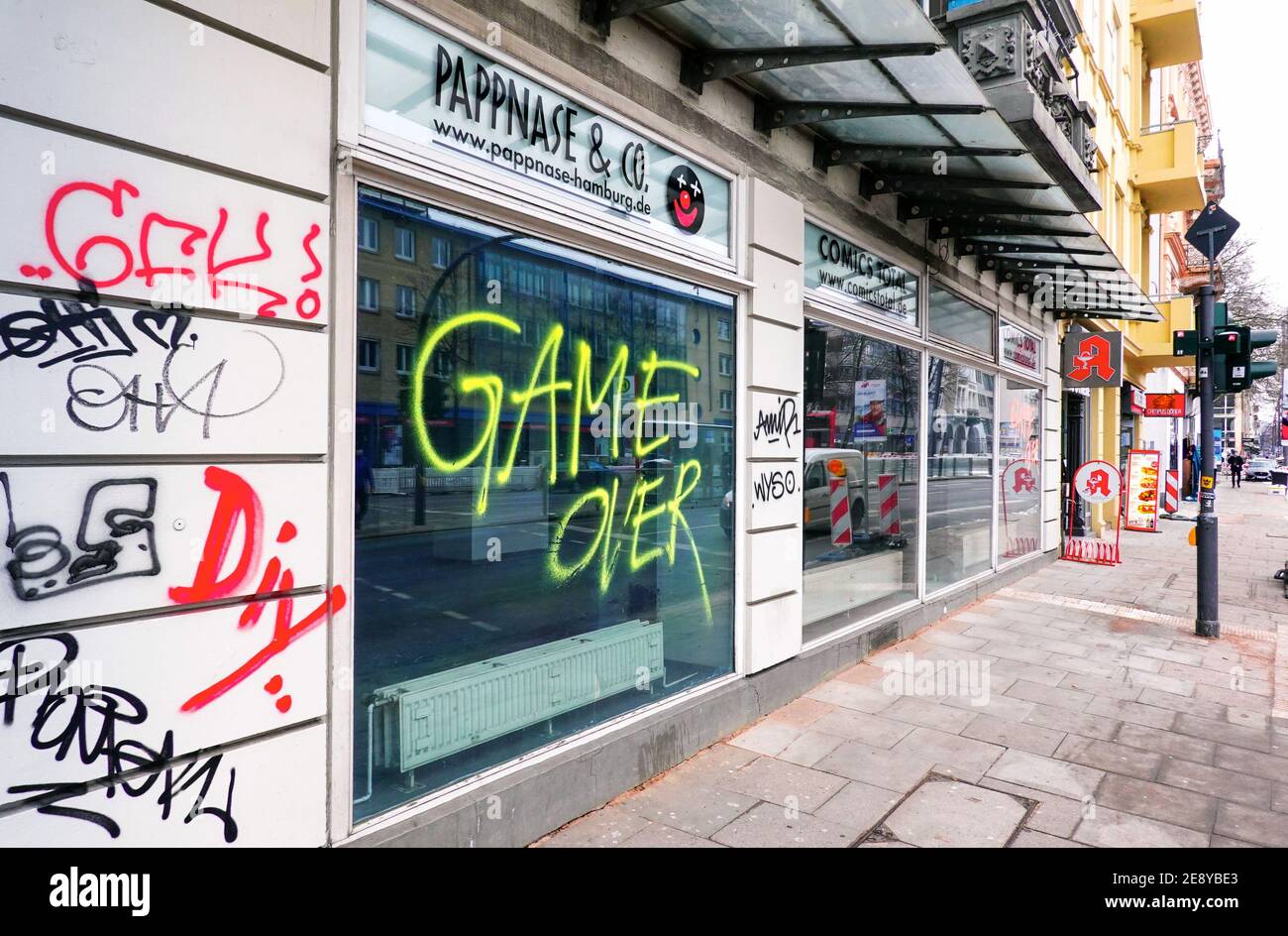 Hamburg, Germany. 31st Jan, 2021. The words "Game over" are written on ...