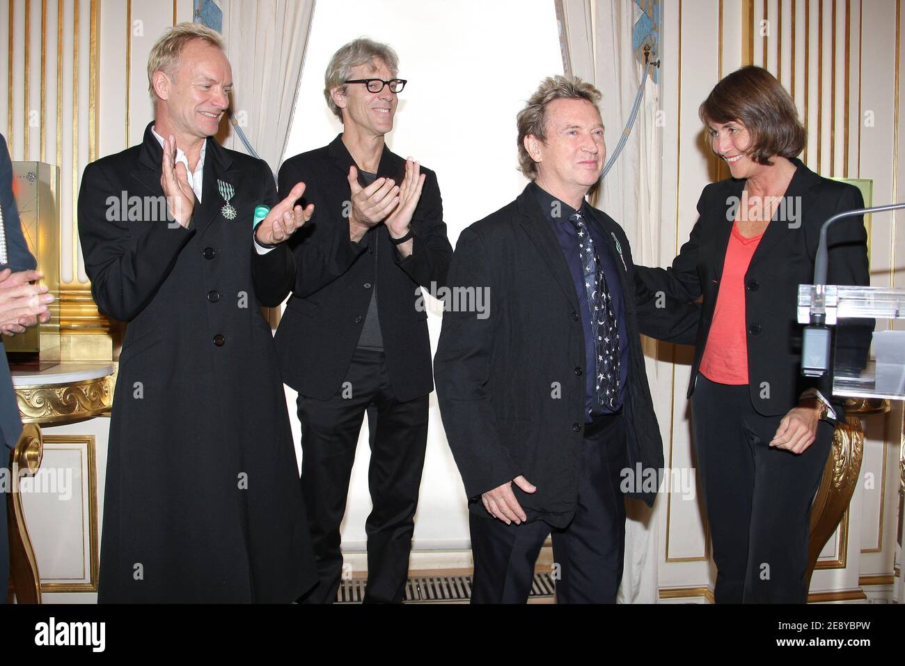 Members of rock band 'The Police', British singer, bassist Sting (C ...