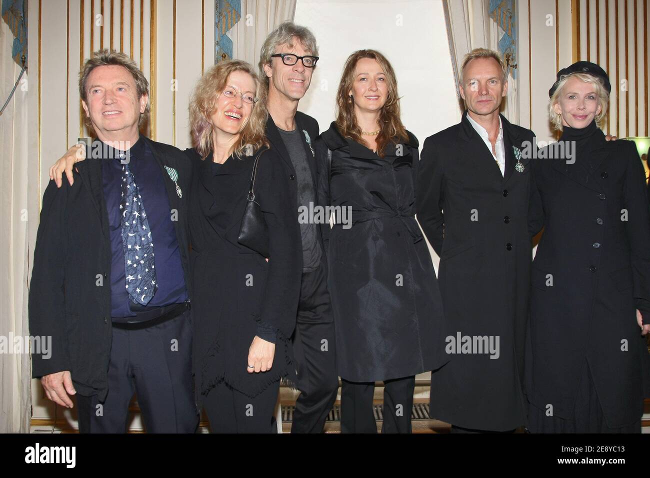 L-R) Andy Summers and his wife Kate Summers, Stewart Copeland and his ...