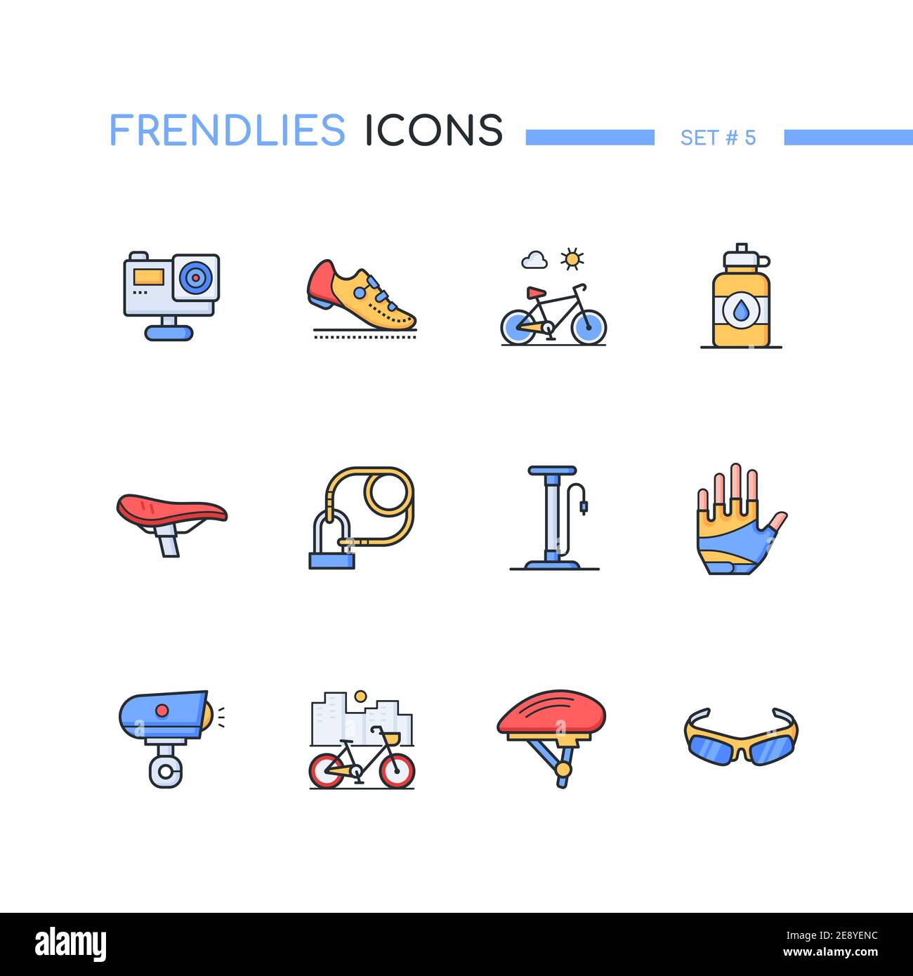 Cycling - modern line design style icons set. Sportive equipment store ...