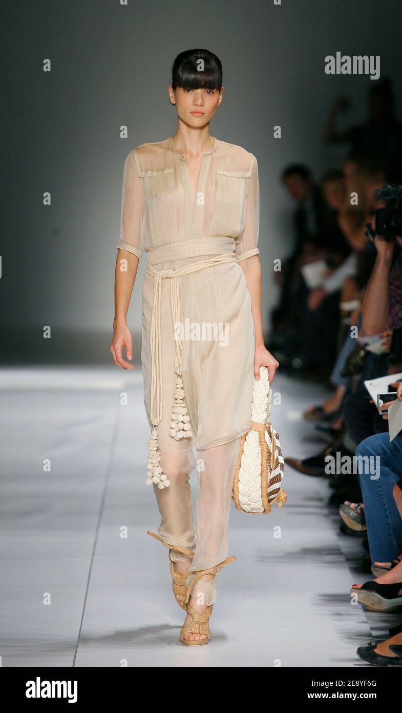 A model displays a creation by Spanish fashion designer Jose Enrique ...