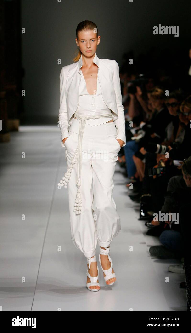 A model displays a creation by Spanish fashion designer Jose Enrique ...