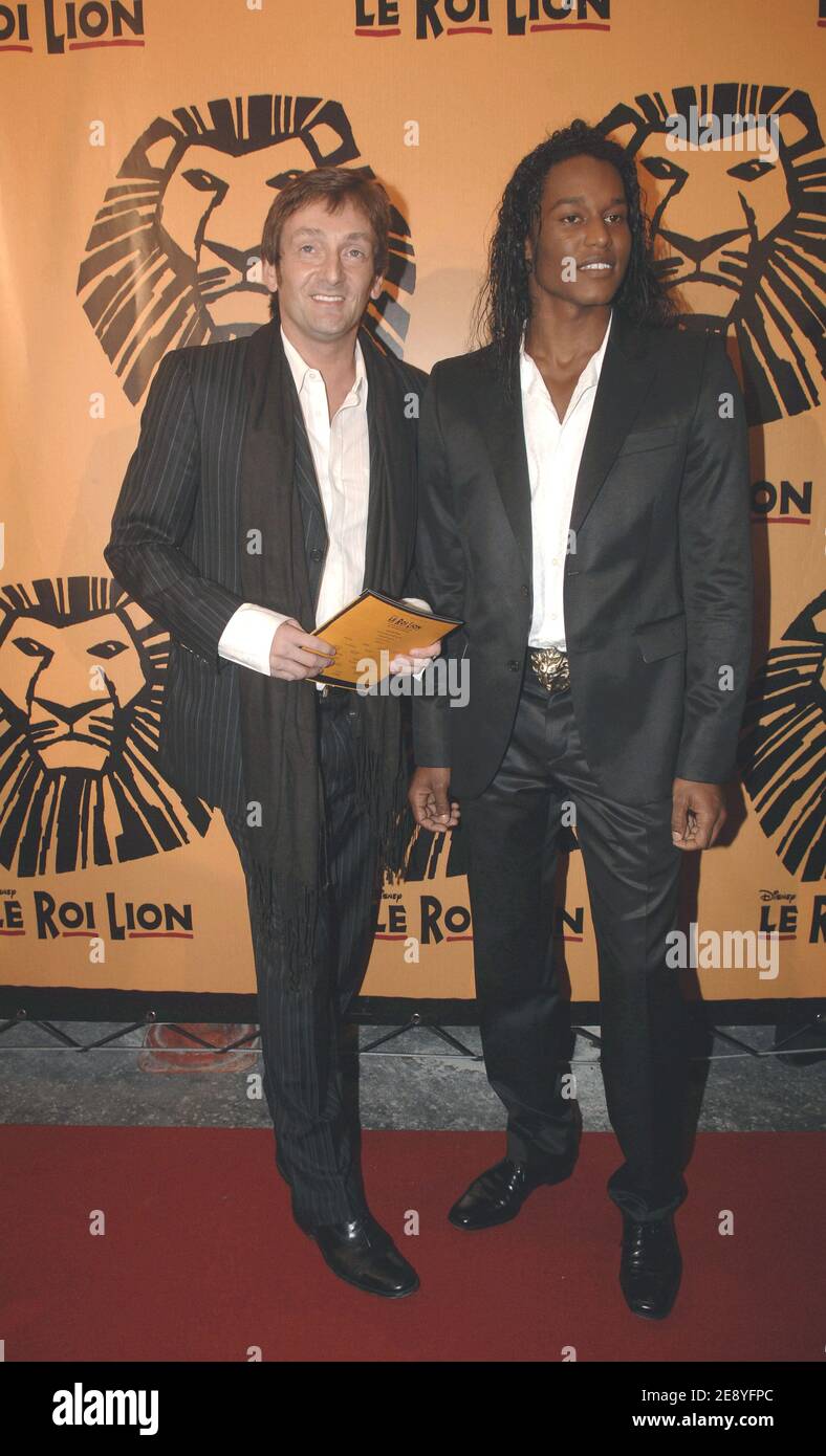 Pierre Palmade and his friend attend the premiere of new musical show, 'Le Roi Lion' held at the ...