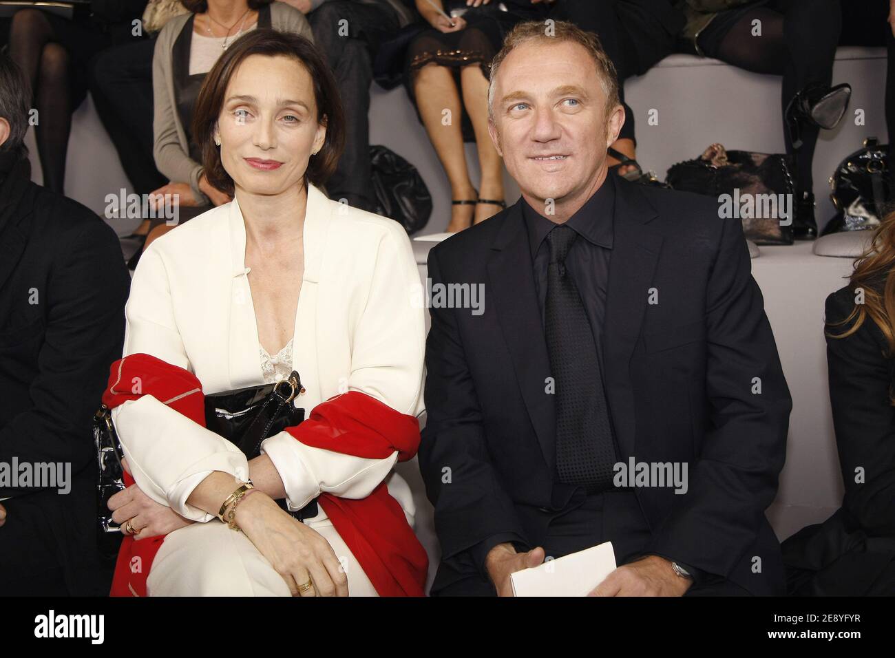 Actress Kristin Scott Thomas and Francois-Henri Pinault attend the Yves ...