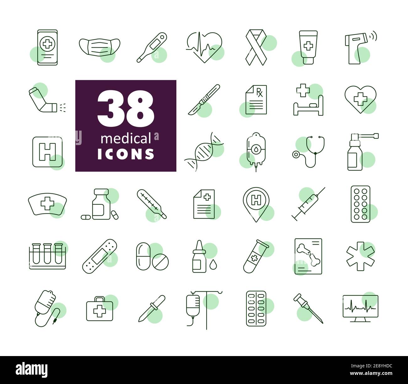 Medical vector icons set. Medicine and healthcare, medical support sign ...