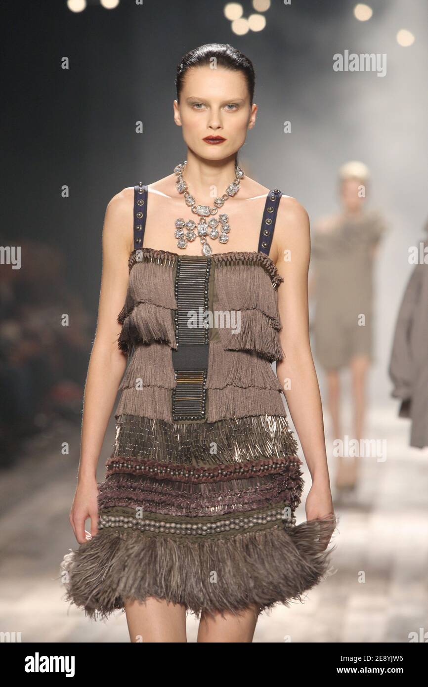 A model displays a creation by Israeli/US designer Alber Elbaz for ...