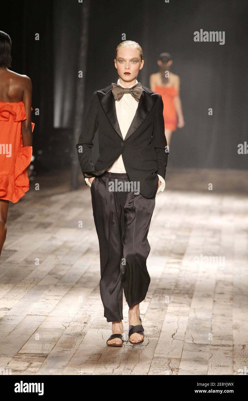 A model displays a creation byIsraeli/US Alber Elbaz for Lanvin Spring ...