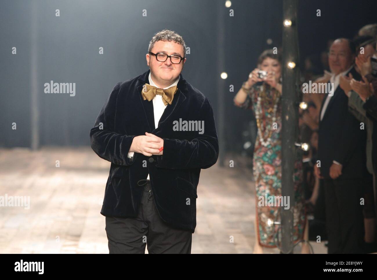 US designer Alber Elbaz makes an appearance on the runway for Lanvin's ...