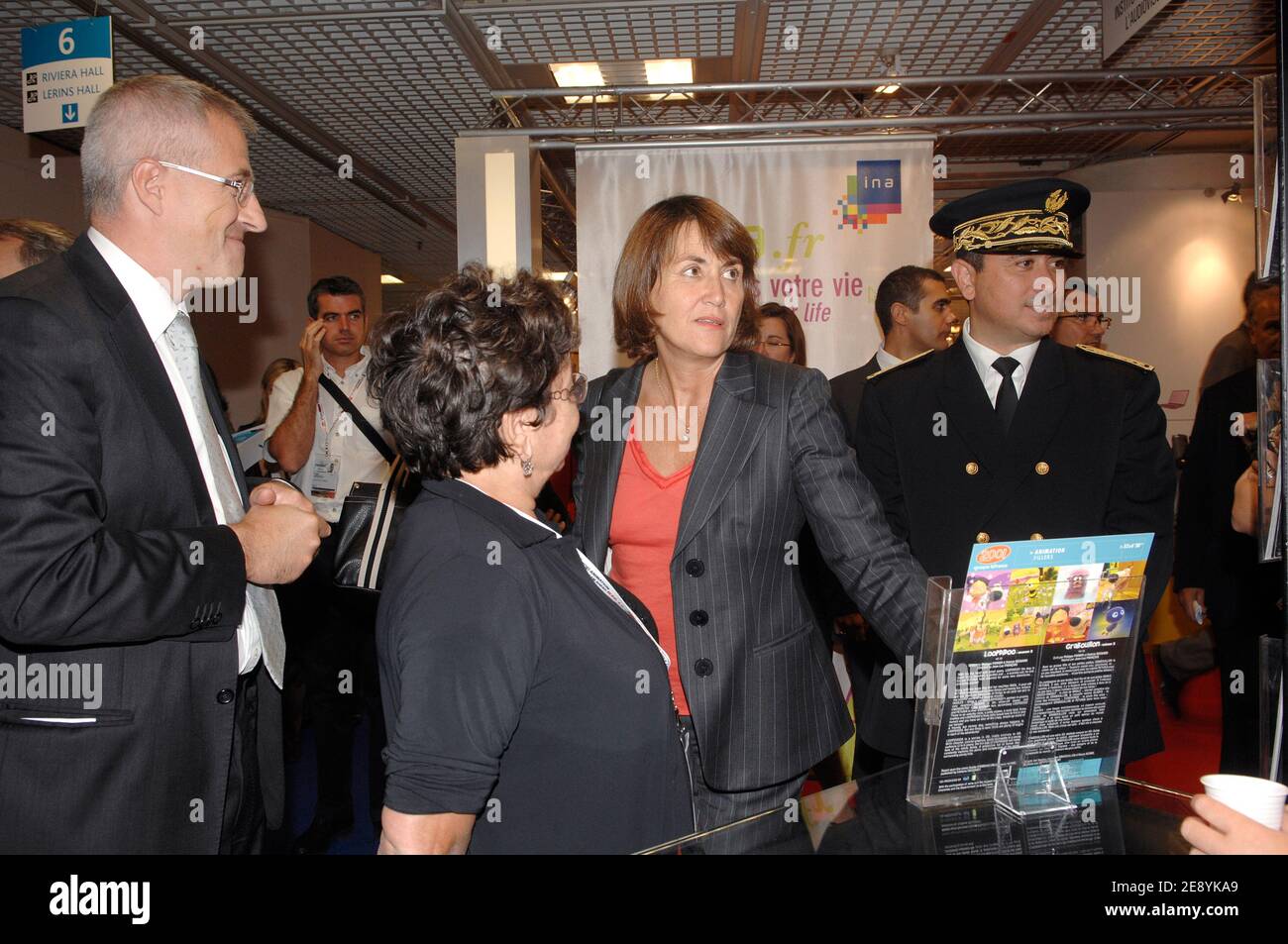 French culture minister Christine Albanel visits the 23rd MIPCOM 2007 ...