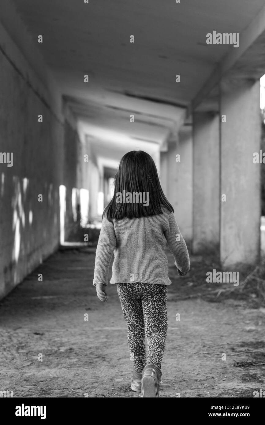 Sad Little Girl Walking