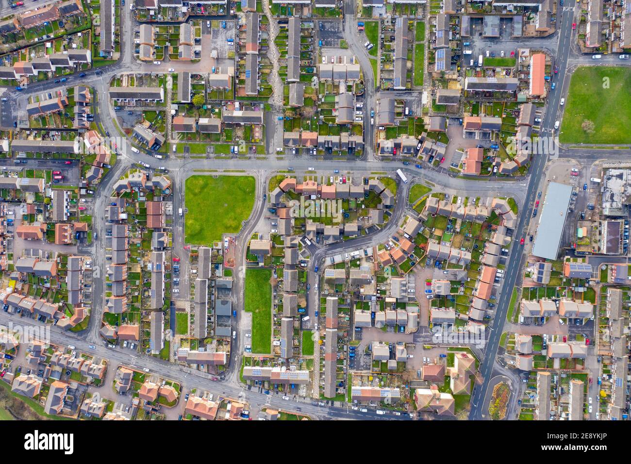 Top down aerial photo of the housing estates and suburban area of the ...