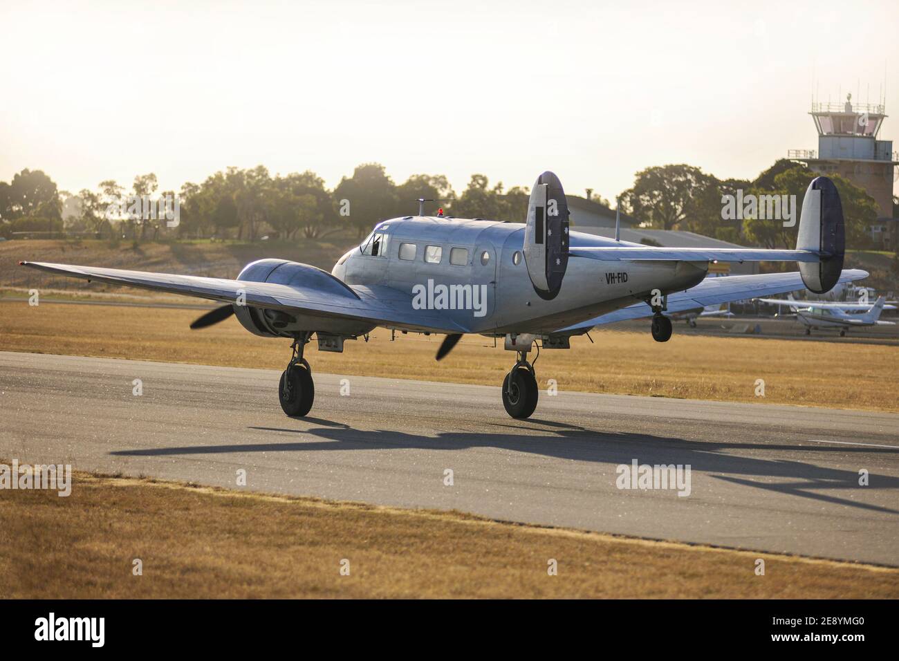 A rear view of a restored World War Two Beech 18 Expeditor transport ...