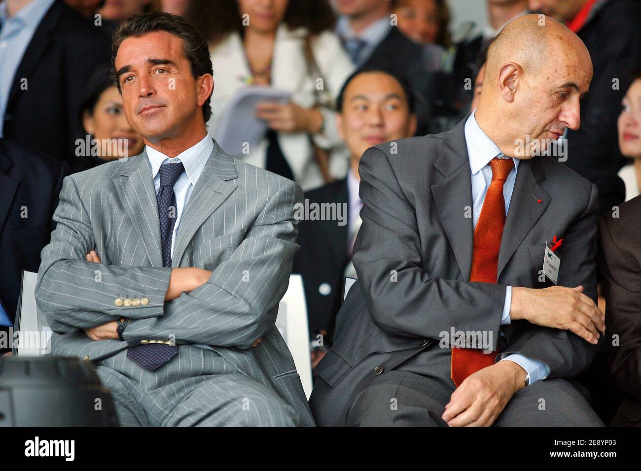 EADS CEO Louis Gallois and CEO of Lagardere group Arnaud Lagardere at ...