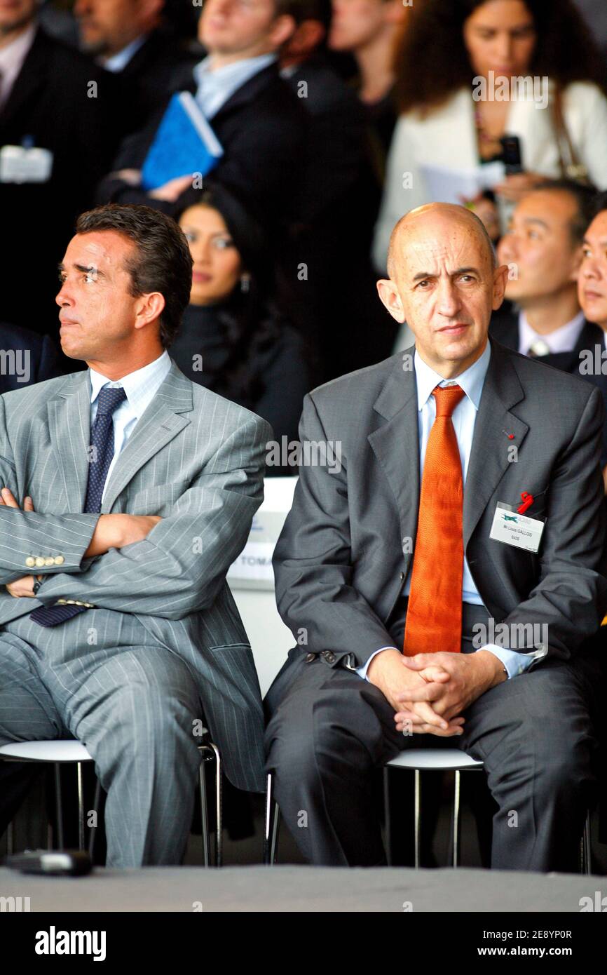 EADS CEO Louis Gallois and CEO of Lagardere group Arnaud Lagardere at ...