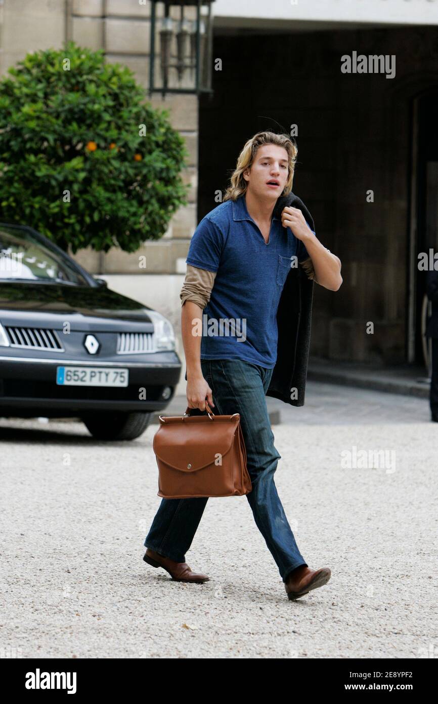President Nicolas Sarkozy's son, Jean arrives at the Elysee palace in ...