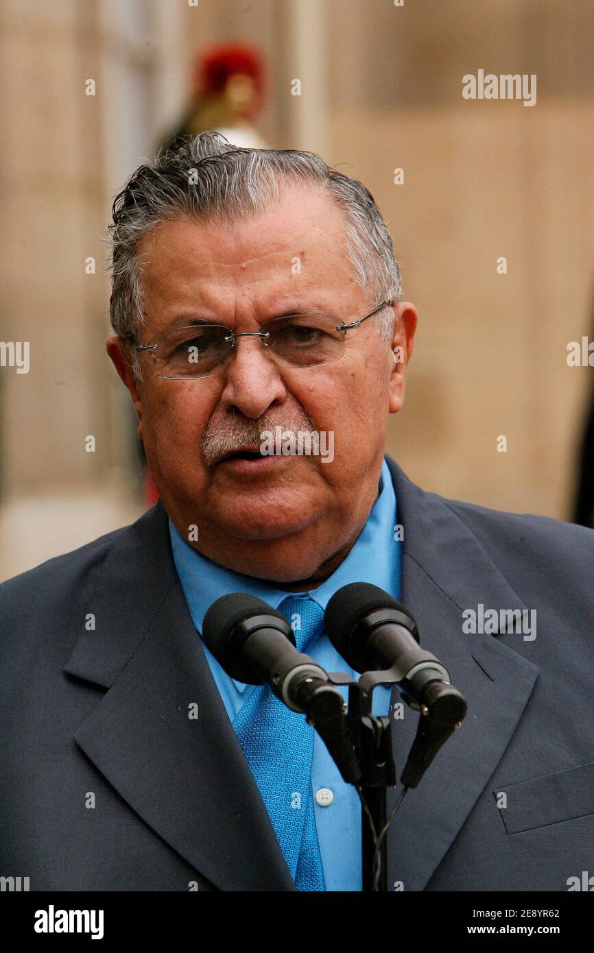Iraqi president Jalal Talabani at the Elysee Palace in Paris, France on ...