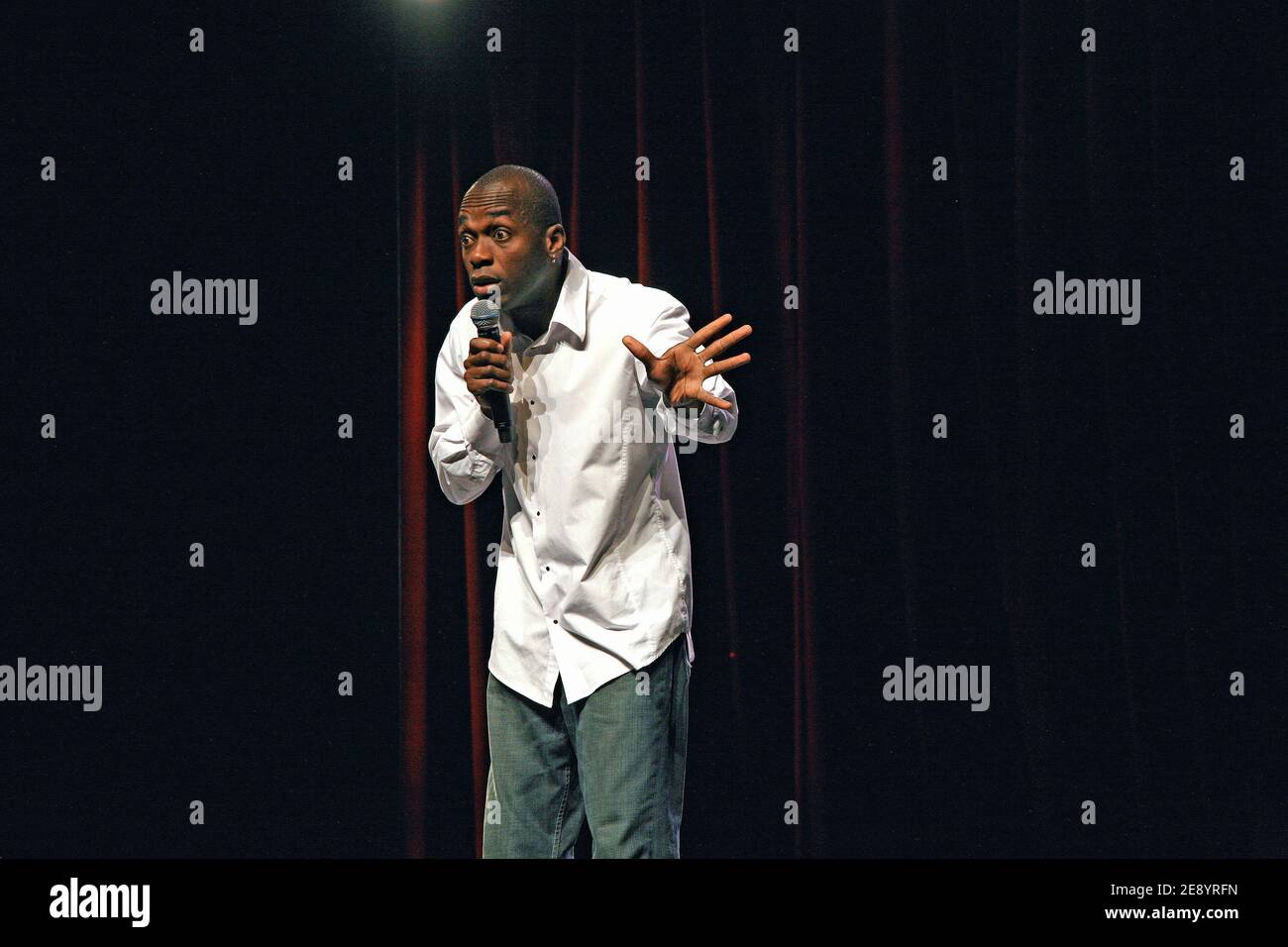 Jamel Comedy Club's member Patson at the Rutebeuf Theater in Paris ...