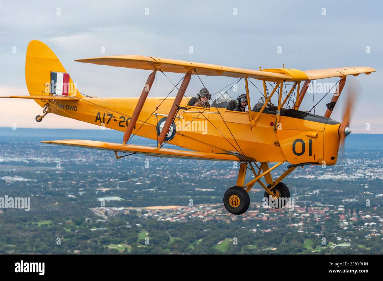 1930's De Havilland DH.82 Tiger Moth biplane in RAAF wartime training ...
