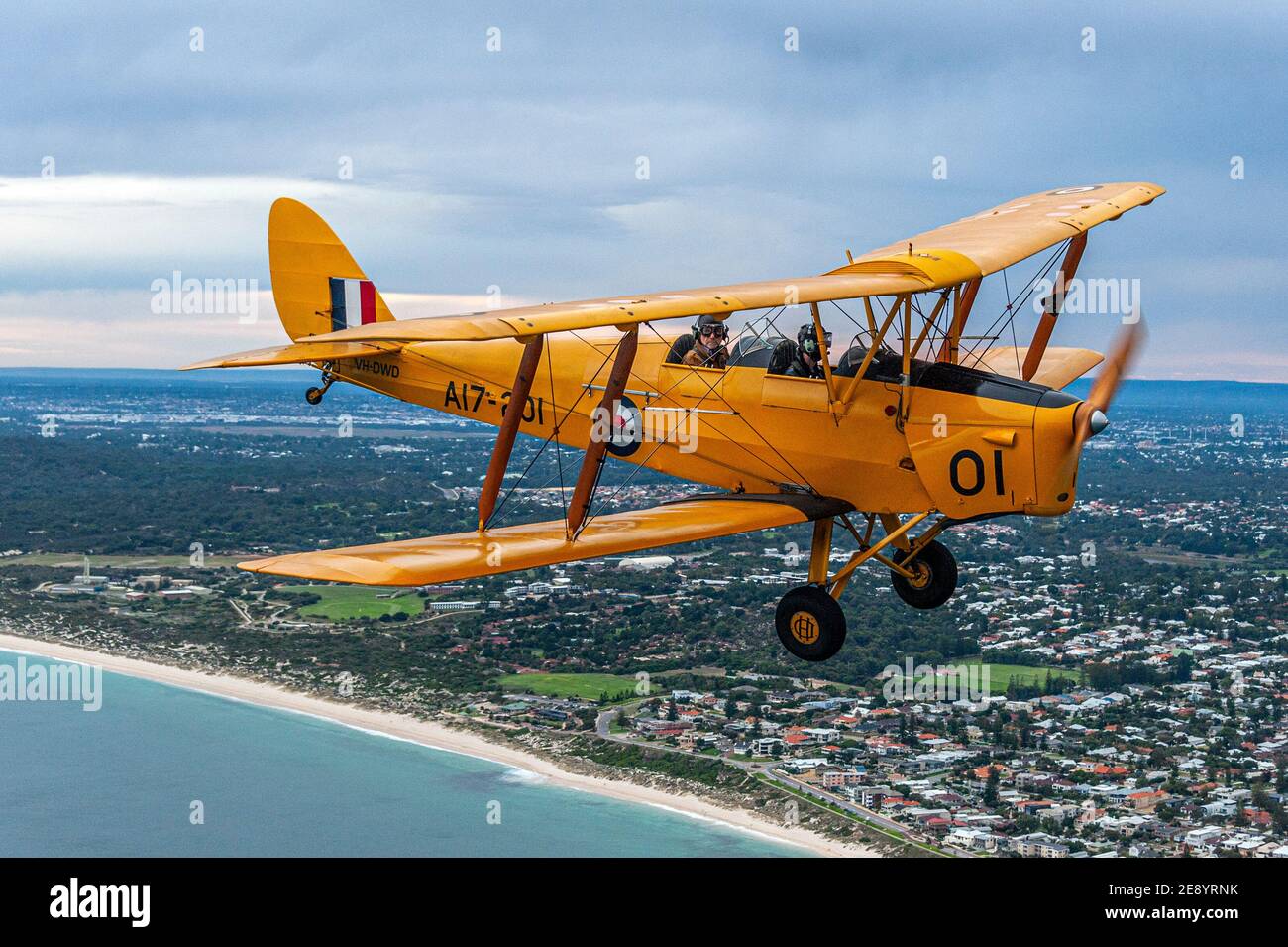 1930's De Havilland DH.82 Tiger Moth biplane in RAAF wartime training ...