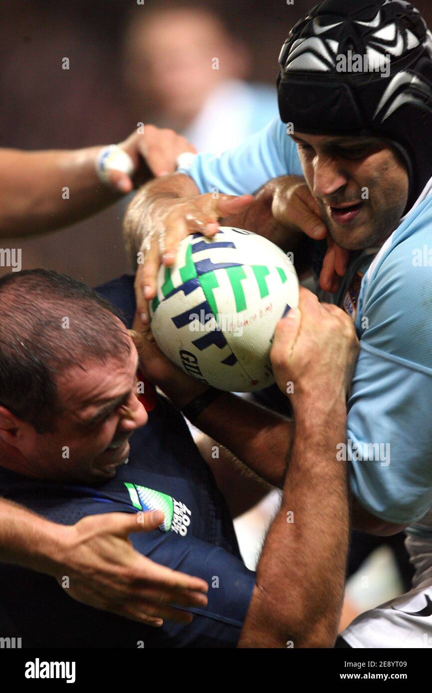 France's Raphael Ibanez and Argentina's Omar Hasan Jalil during the IRB ...
