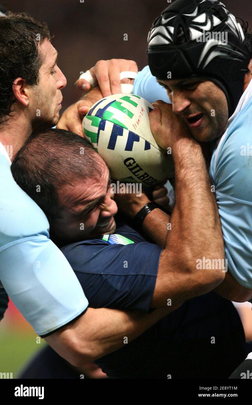 France's Raphael Ibanez and Argentina's Omar Hasan Jalil during the IRB ...