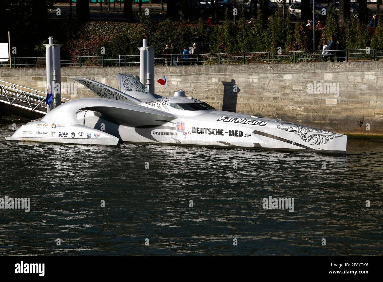 Earthrace boat arrives in Paris, France on October 20, 2007. The ...