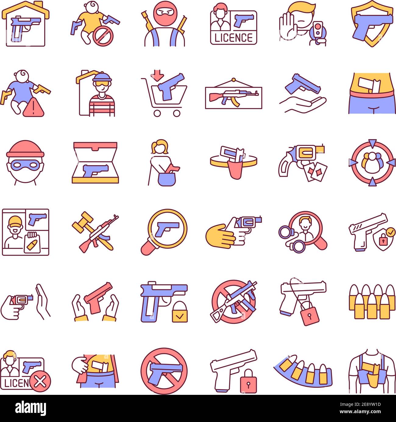 Gun control RGB color icons set Stock Vector Image & Art - Alamy