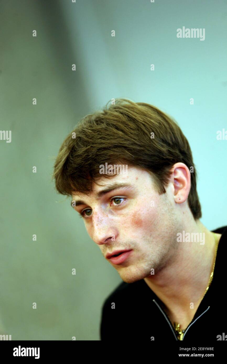 French figure skating champion Brian Joubert attends the press ...