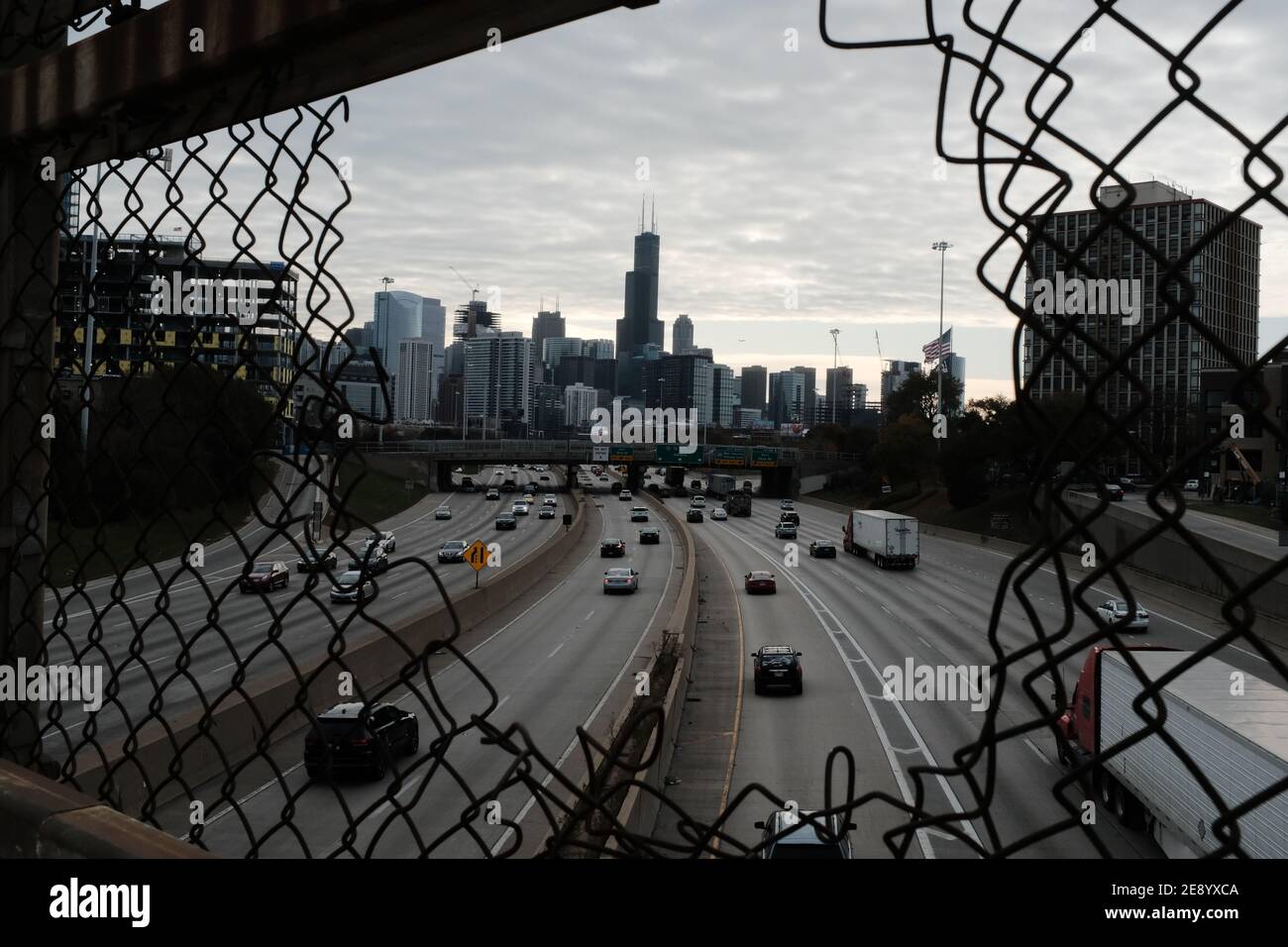 CHICAGO - NOVEMBER 2019: The freeway/highway leading into downtown ...