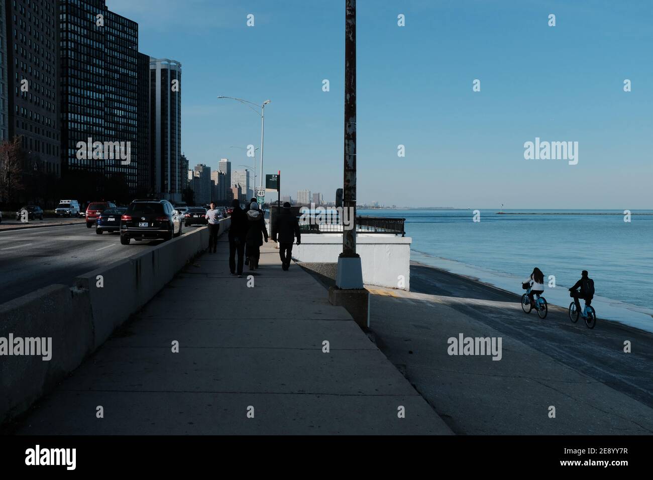 CHICAGO - NOVEMBER 2019: A view of the coast of Lake Michigan from ...