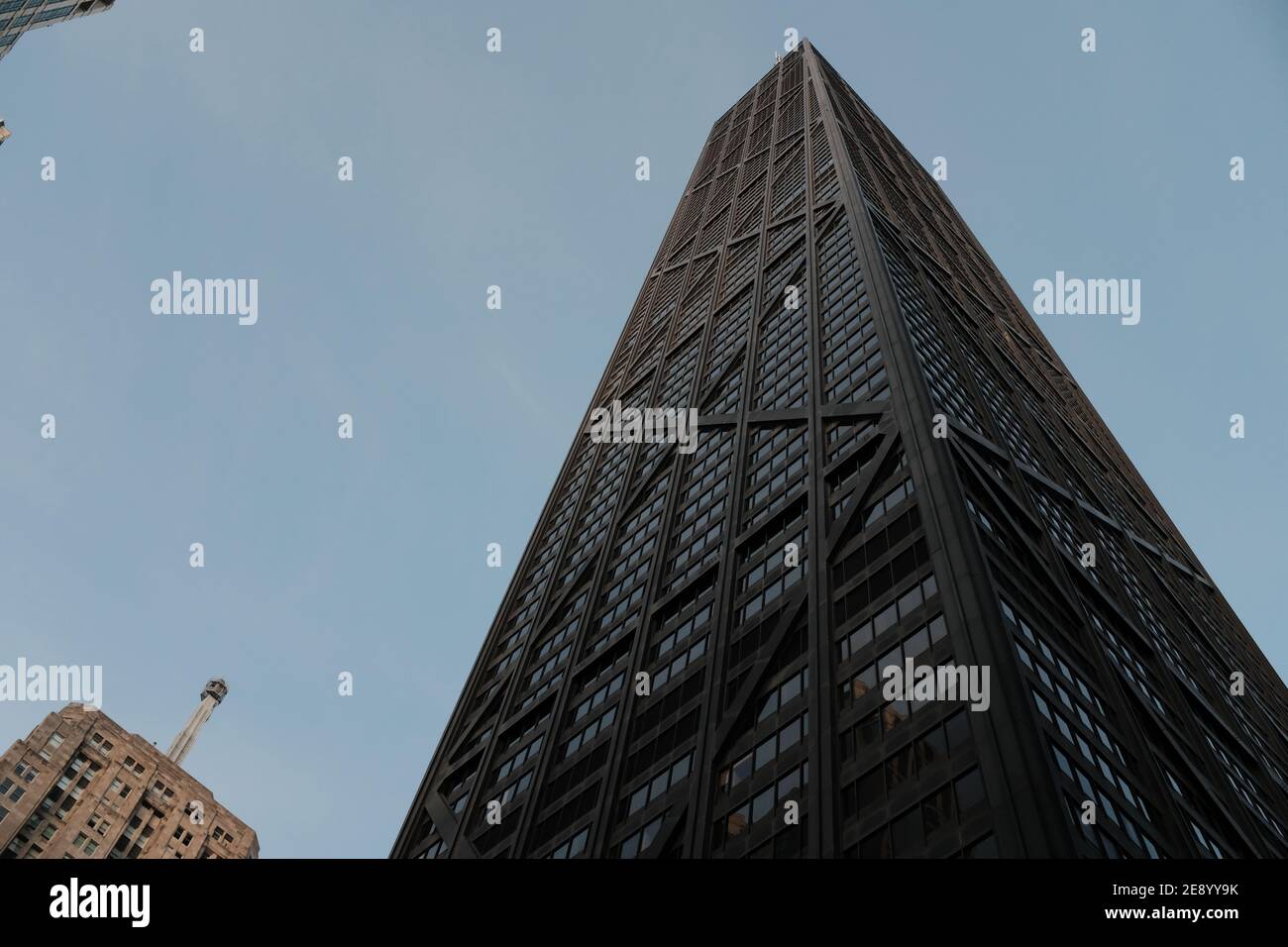 CHICAGO, ILLINOIS - NOVEMBER, 2019: A low angle view of the John ...