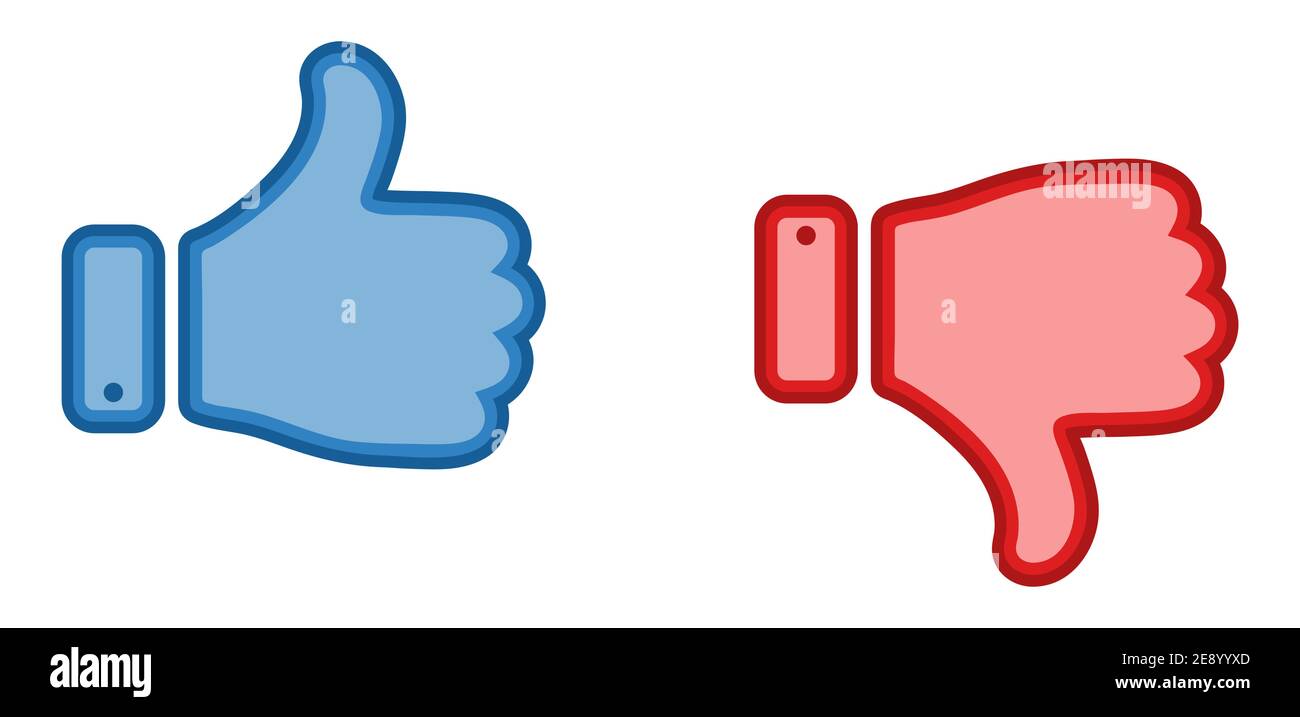Thumb up and down icons. Color hand icon. Vector illustration. Like and ...