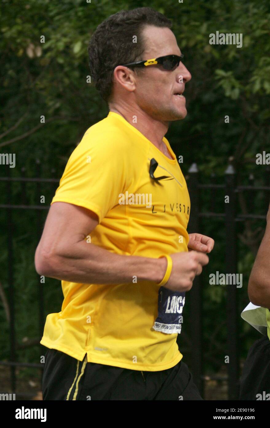 U.S former tour winner Lance Armstrong running in Central Park during ...