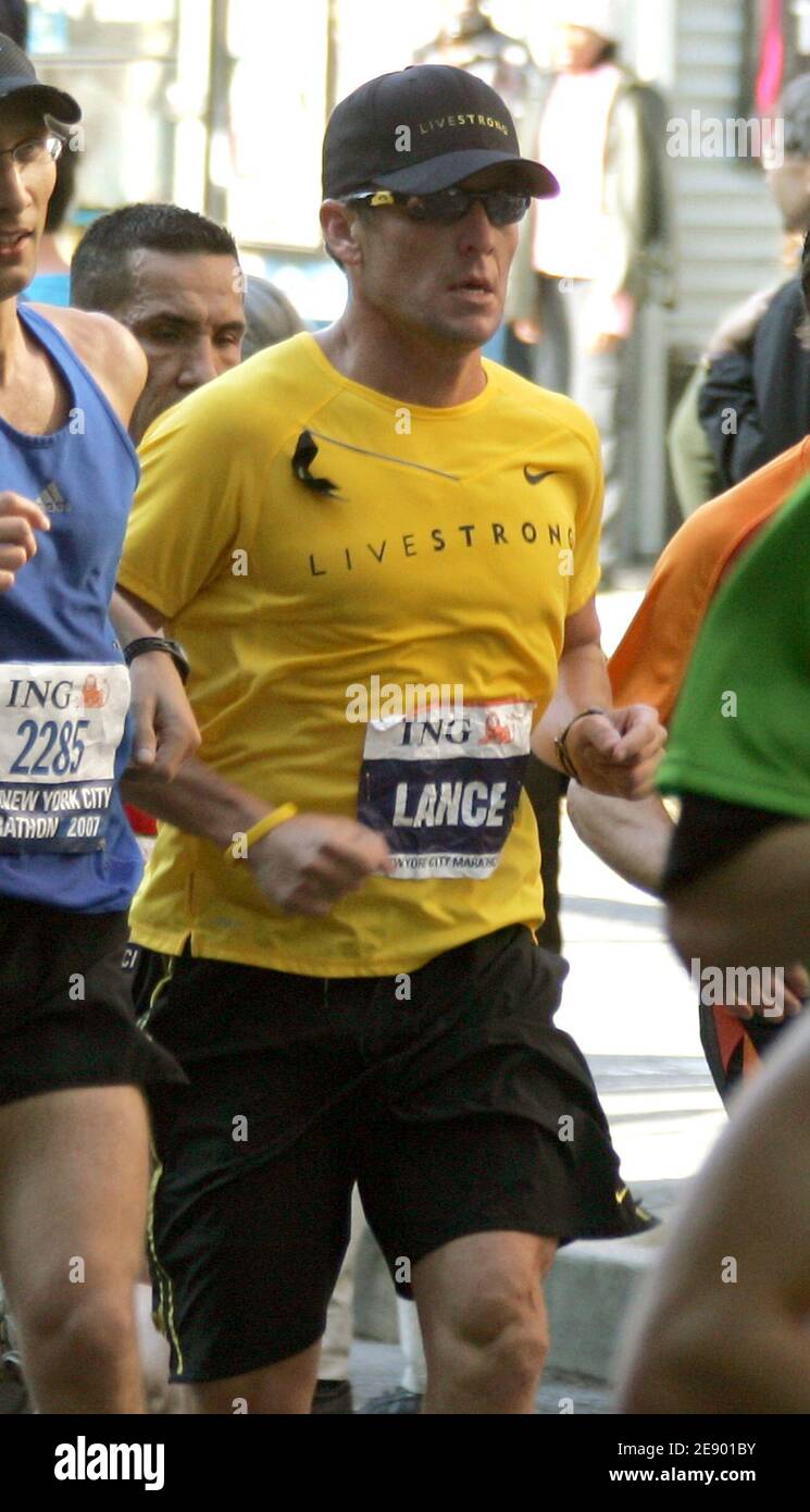 U.S former tour winner Lance Armstrong running in Central Park during ...