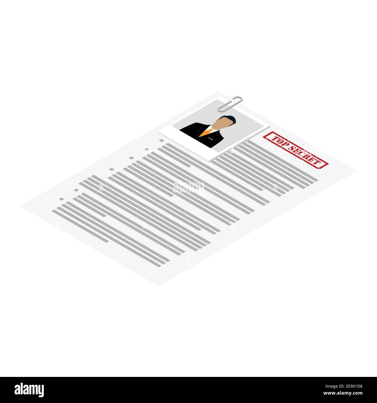 Files with top secret document isometric view isolated on white ...