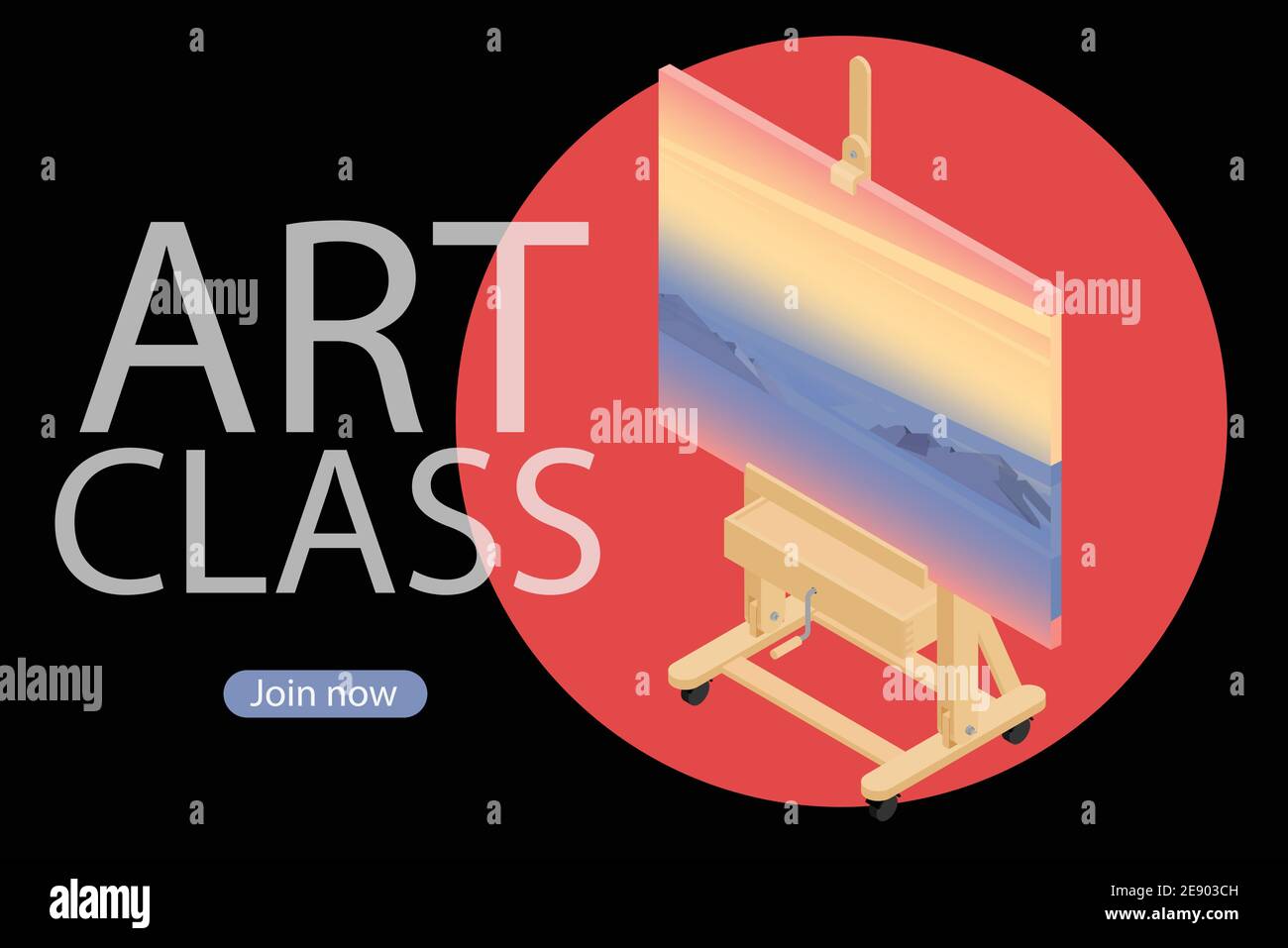 Painting at art school. Art class join now. Isometric view. Vector ...