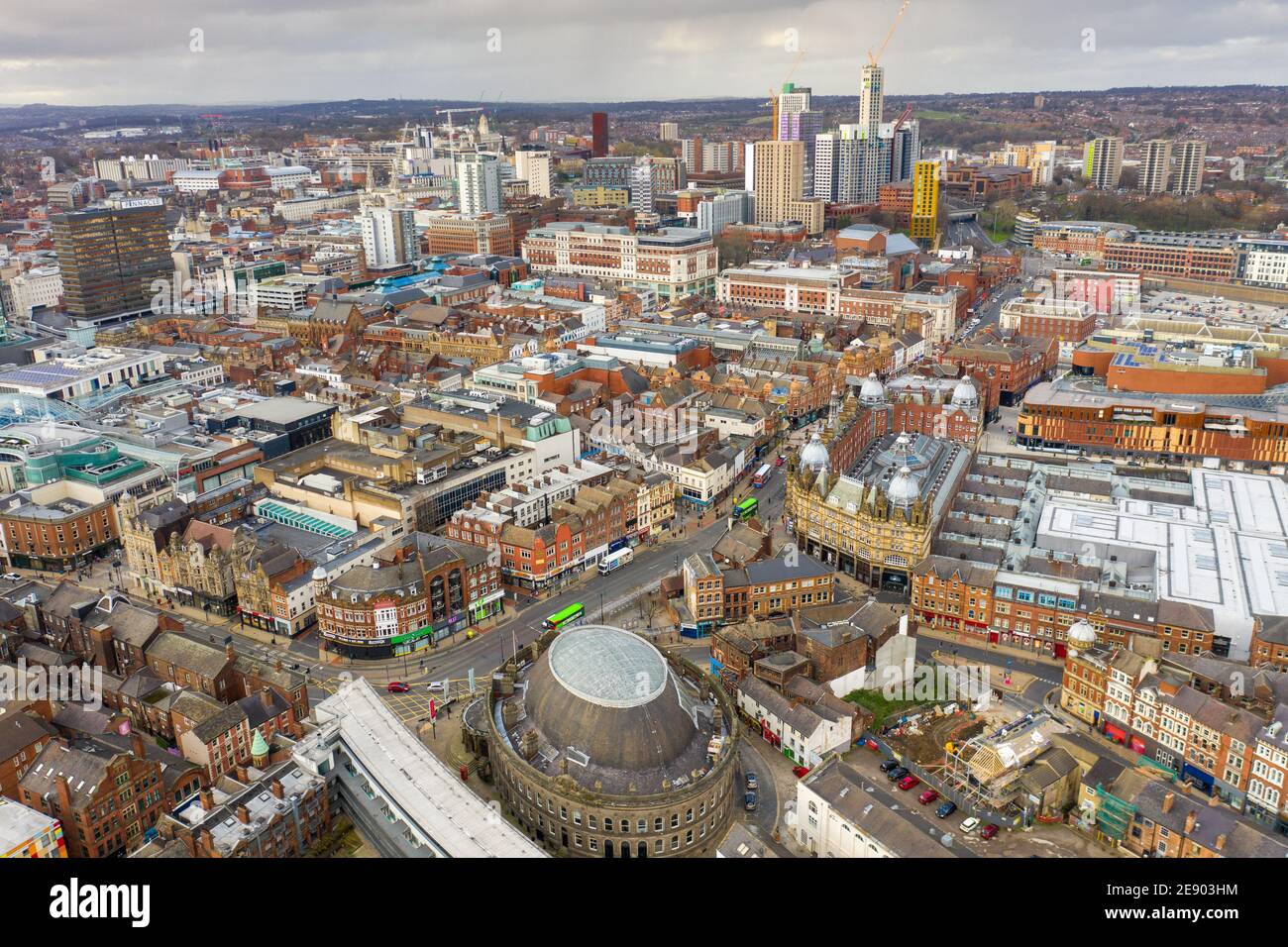 Aerial photo of the famous Leeds Corn Exchange a Victorian building in ...