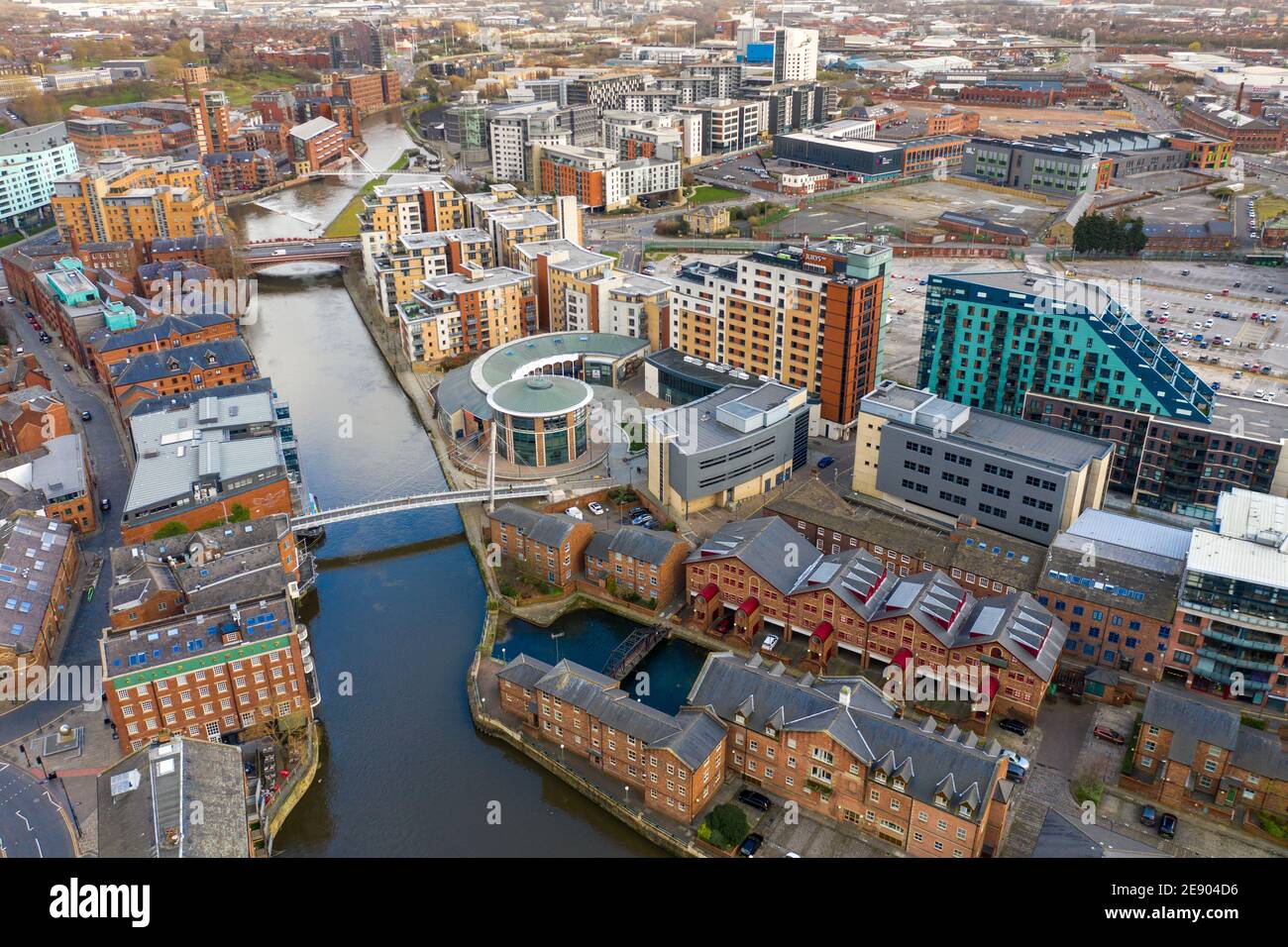 Aerial photo of the area in the Leeds City Centre known as Brewery ...