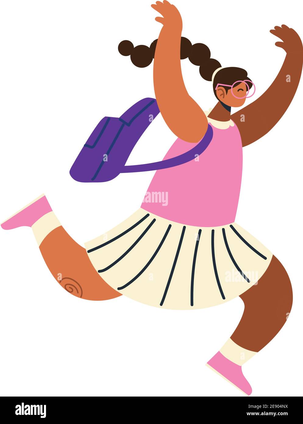 back to school, happy student running with bag vector illustration ...