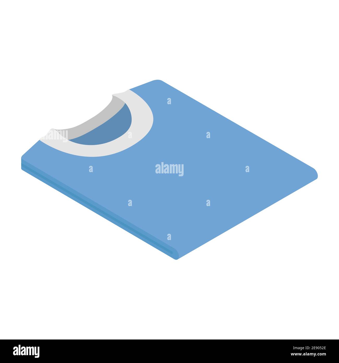 Close up of a blue color folded t-shirt isolated on white background ...