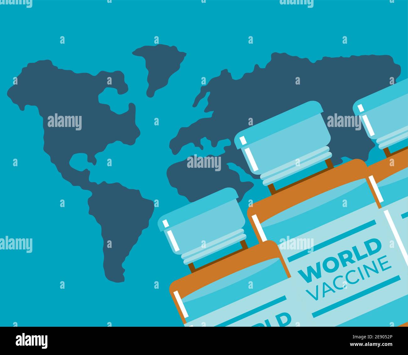 world covid 19 vaccine vials and map background vector illustration ...
