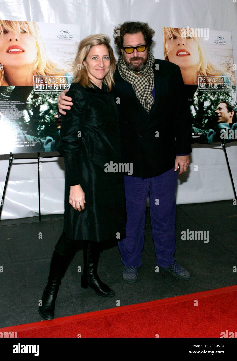 Edie Falco and Julian Schnabel pose at 'The Diving Bell And The ...
