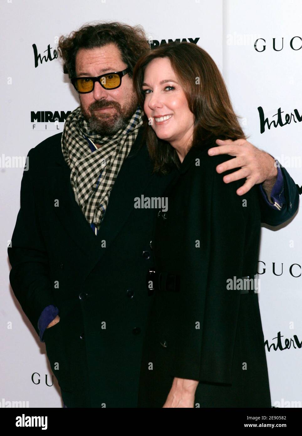 Julian Schnabel and Kathleen Kennedy pose at 'The Diving Bell And The ...