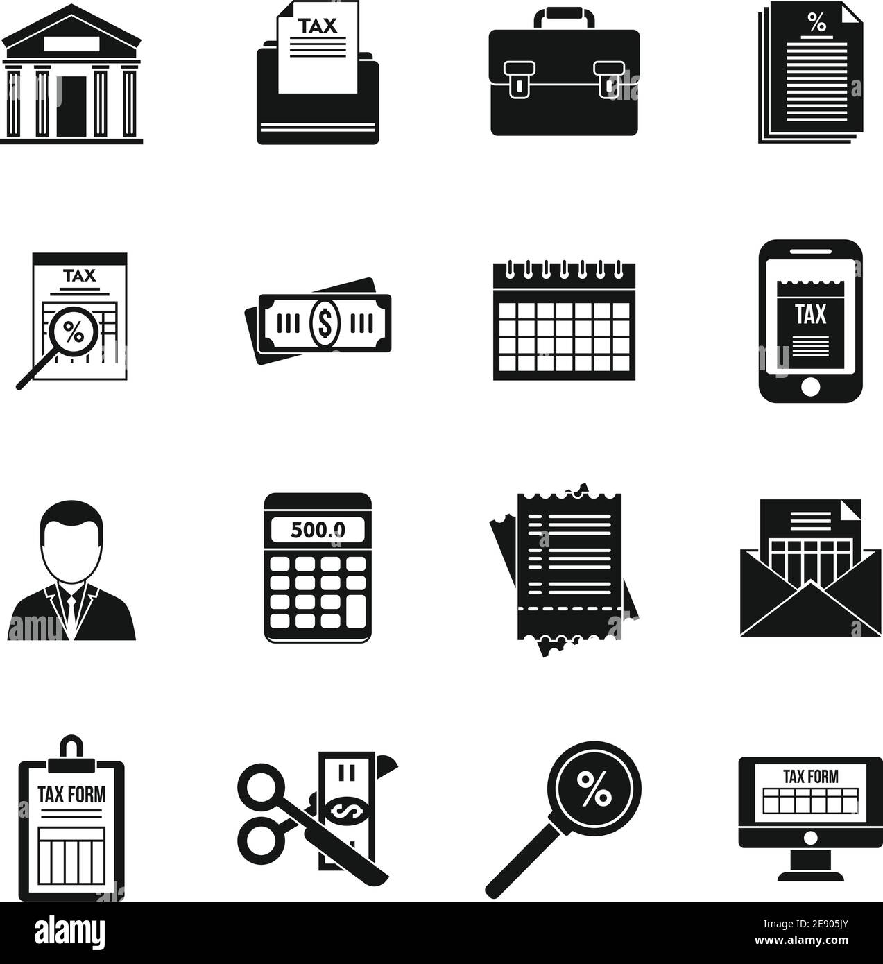 Tax inspector accounting icons set, simple style Stock Vector Image ...