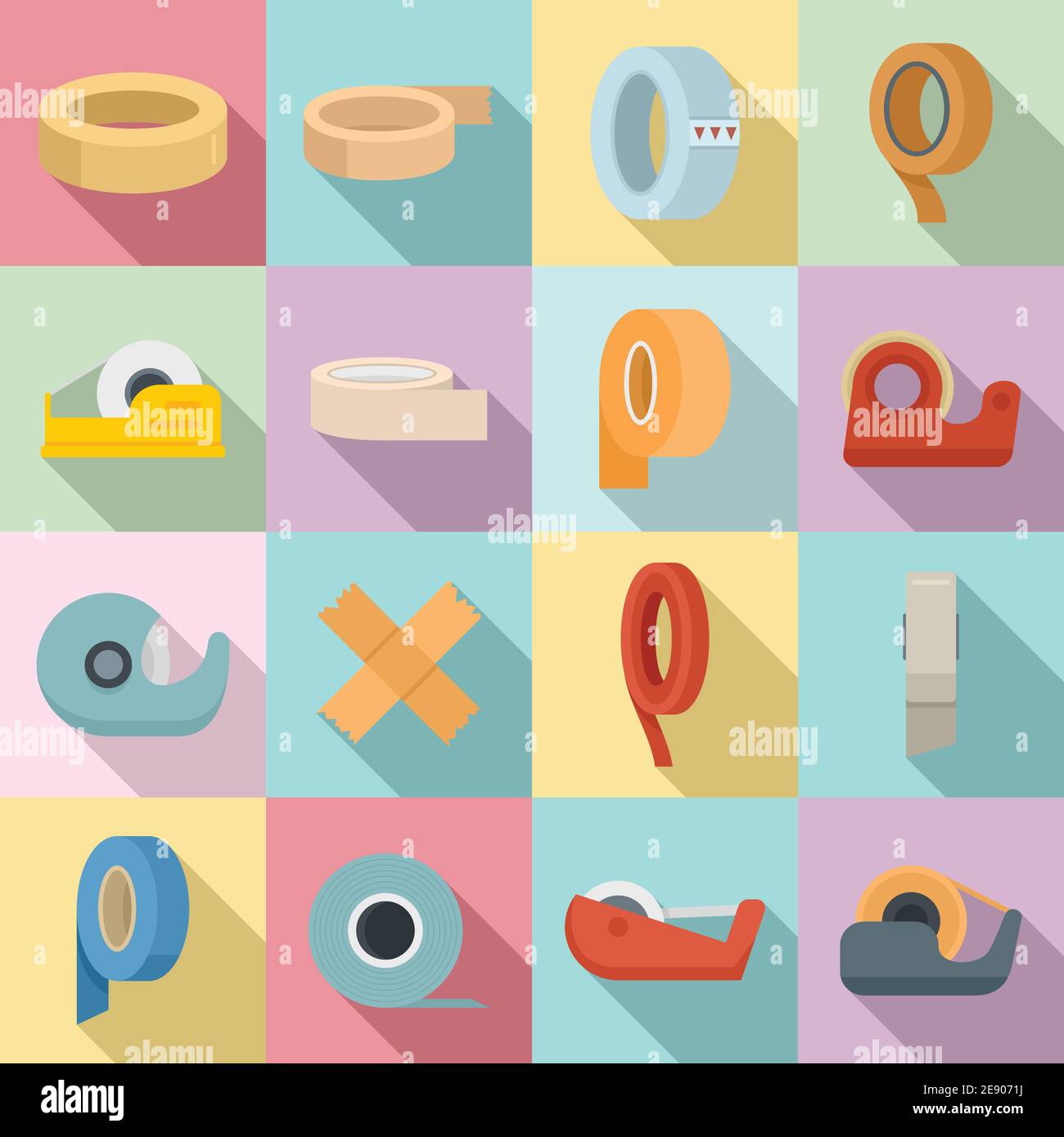 Scotch tape icons set, flat style Stock Vector Image & Art - Alamy