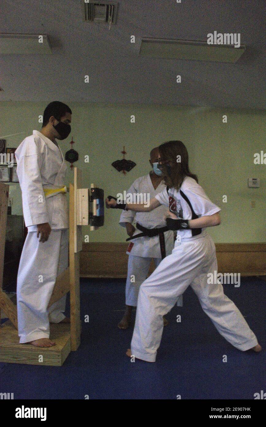 This action photo is of my son and his classmates in a Karate class ...