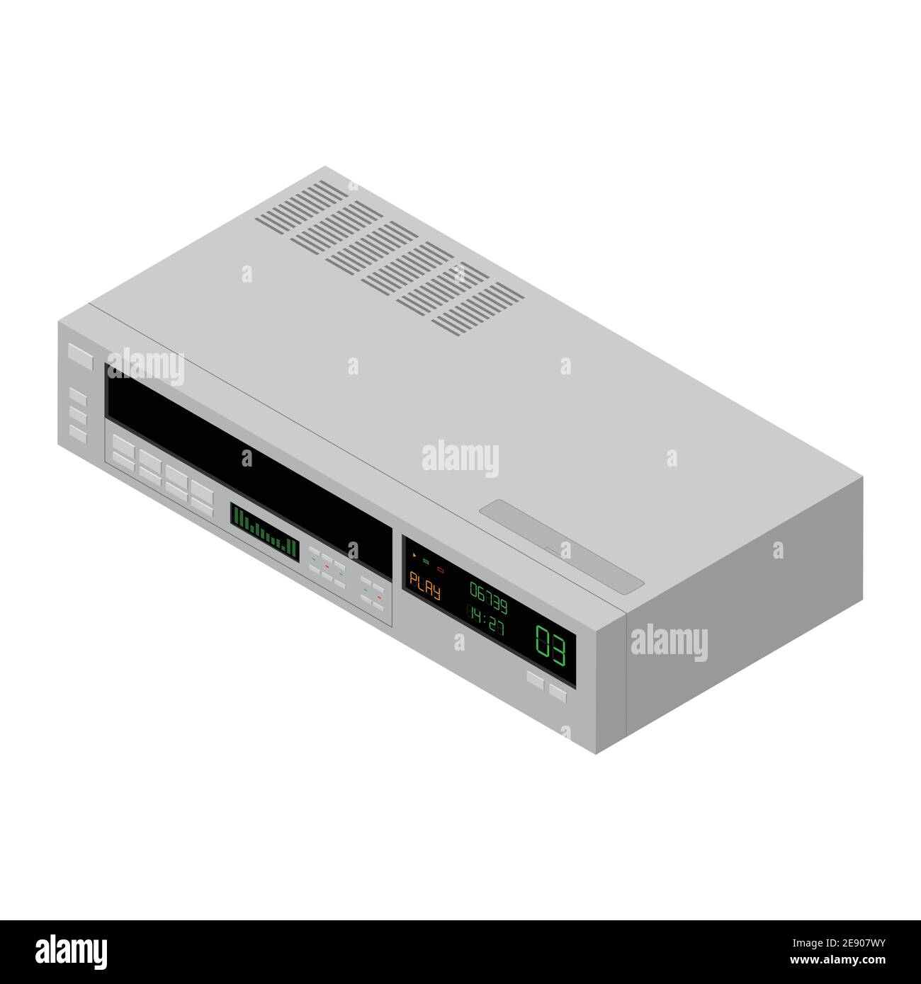 Retro old video recorder isolated on white background. Isometric view ...