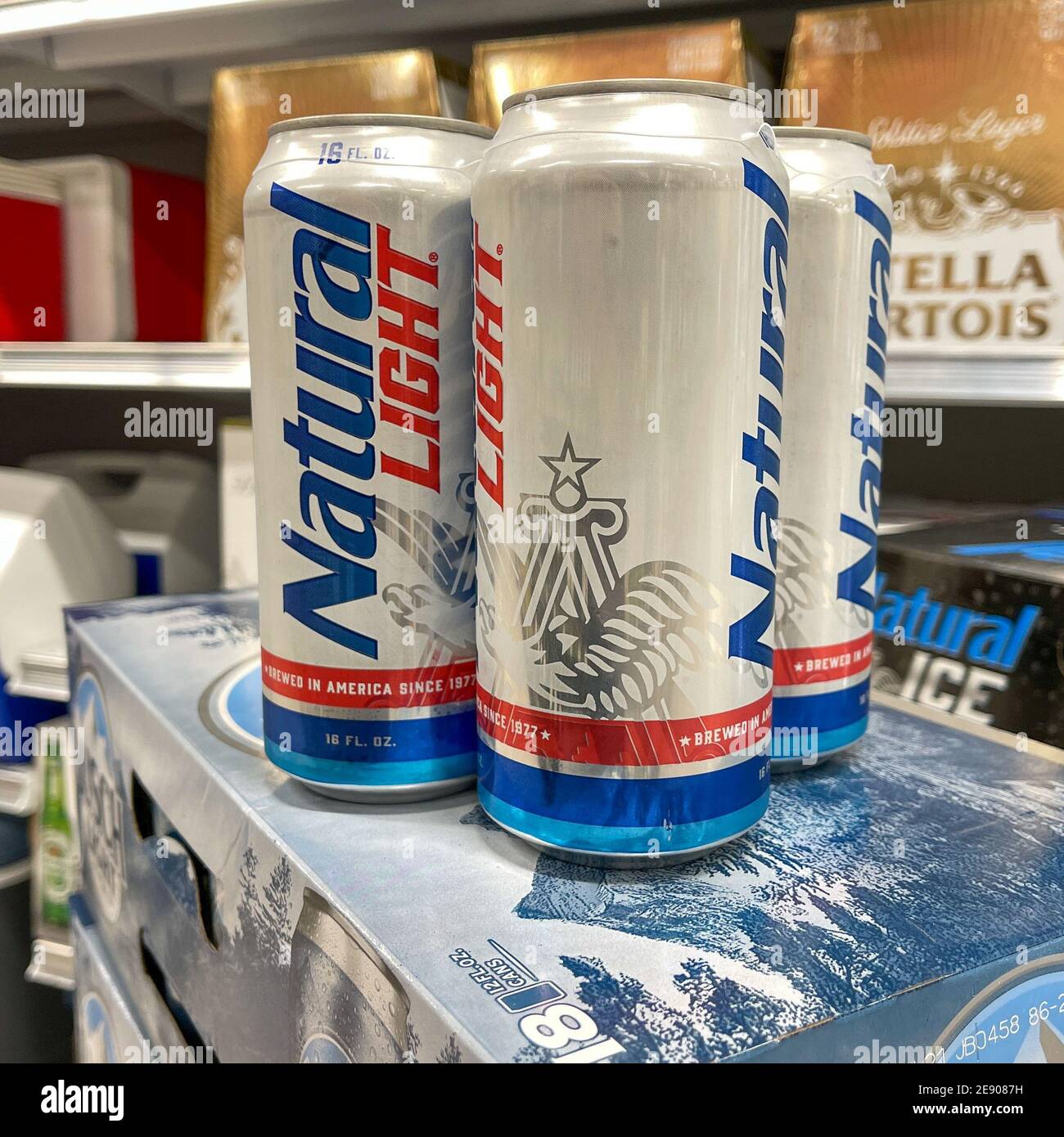 Orlando,FL USA - January 26, 2021: Cans of Natural Light Beer also ...